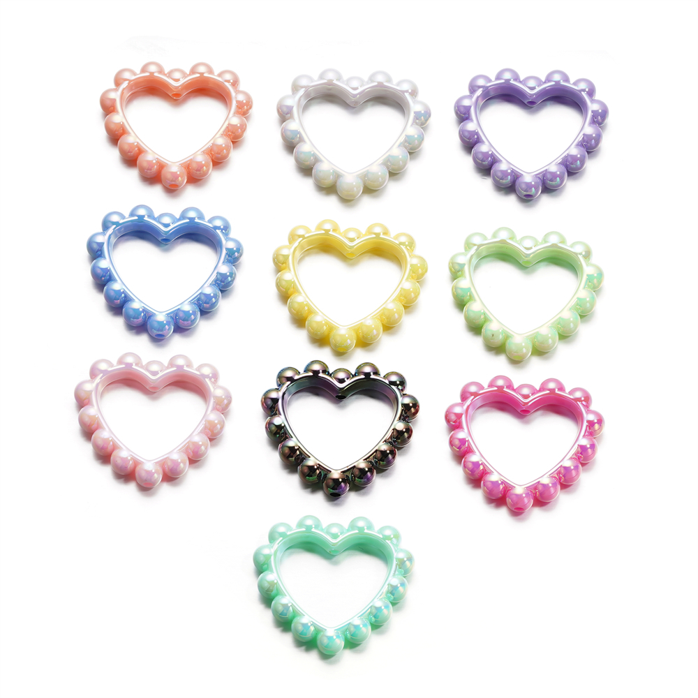 St. kunkka 5Pcs Acrylic Solid Color Round Bead Frame Heart Bead Frame ...
