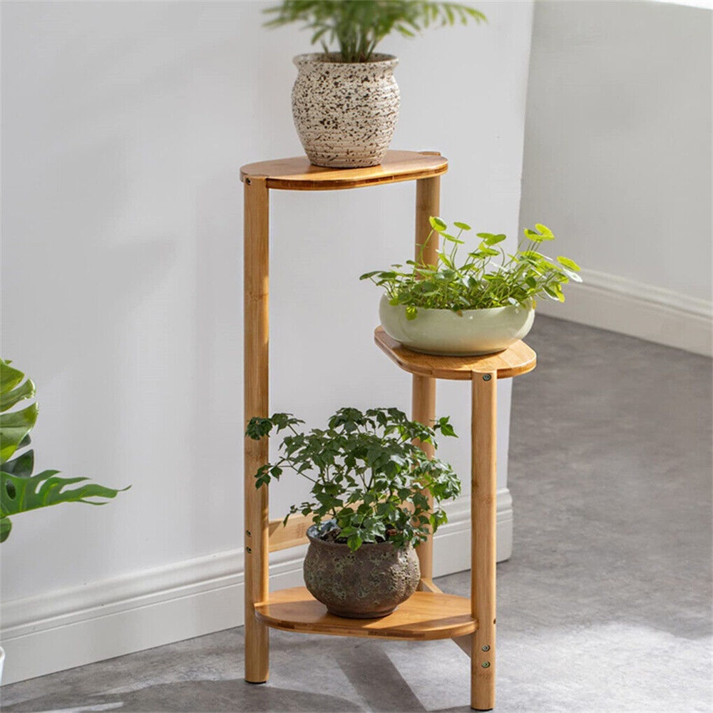 3 Tier Bamboo Flower Garden Rack Rak Pasu Bunga Indoor Outdoor Potted ...