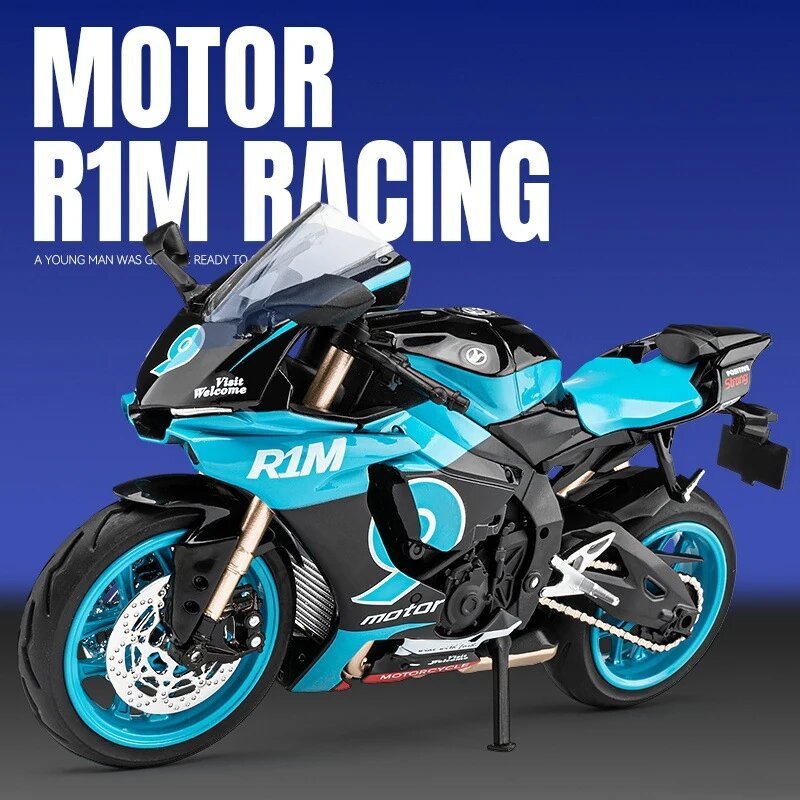 1:12 Scale Yamaha YZF-R1M Alloy Diecast Motorcycle Model With Light ...