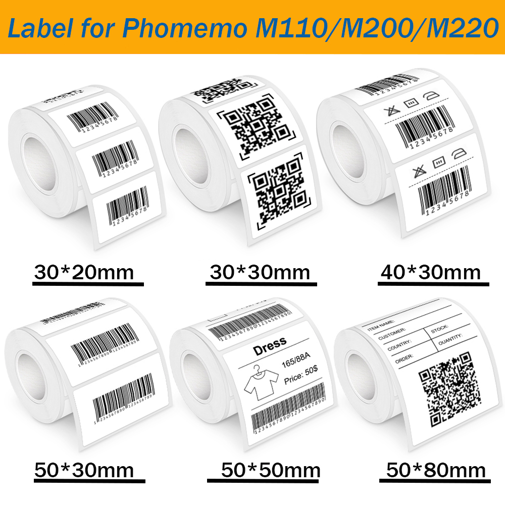 Thermal Label Sticker Paper for Phomemo M110 / M220 / M200, QLabel E210 ...
