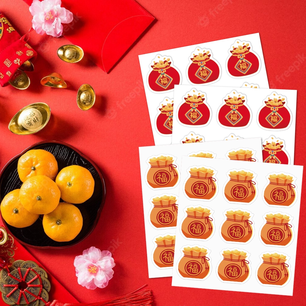 90 Pcs/Pack 2024 Happy New Year “福” Blessing Stickers Chinese Spring ...