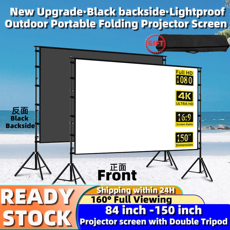 New upgrade Projector Screen With Stand Soft White Less Creases 84 100 ...