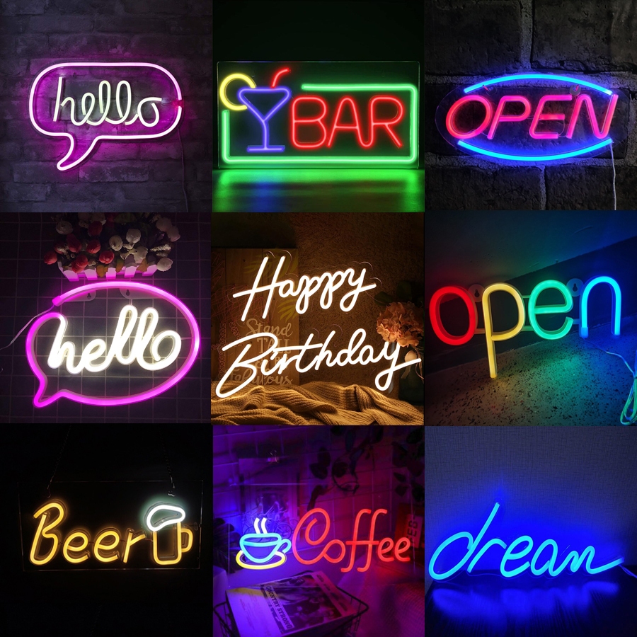 OPEN LED Light Sign - Coffee & Bar Neon Signage for Wall Hanging & LED ...