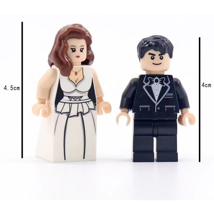 Compatible with Lego Wedding Minifigures Groom Bride Building Blocks ...