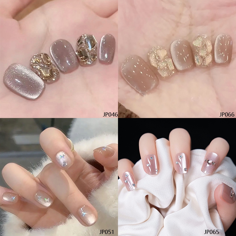 24 Pieces Nail Patch Diamond-Studded Cat's Eye Wearable Nail Manicure ...