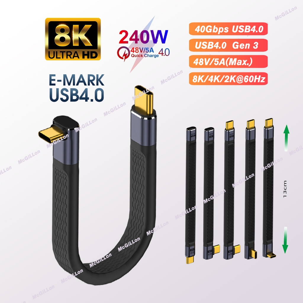 USB 4.0 Gen3 40Gbps FPC Cable PD 240W 5A Fast Charging Type C to Type-C ...
