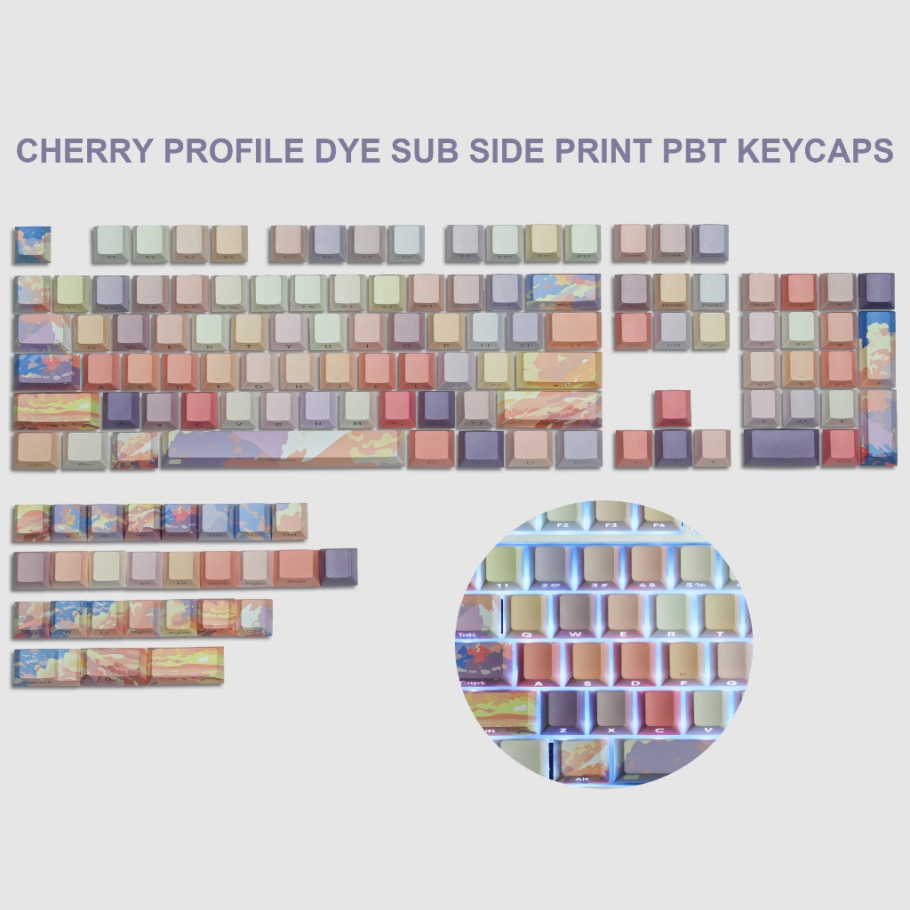 WOMIER RGB Backlit Shine Through Keycaps 131 Keys Side Printed Dye Sub ...