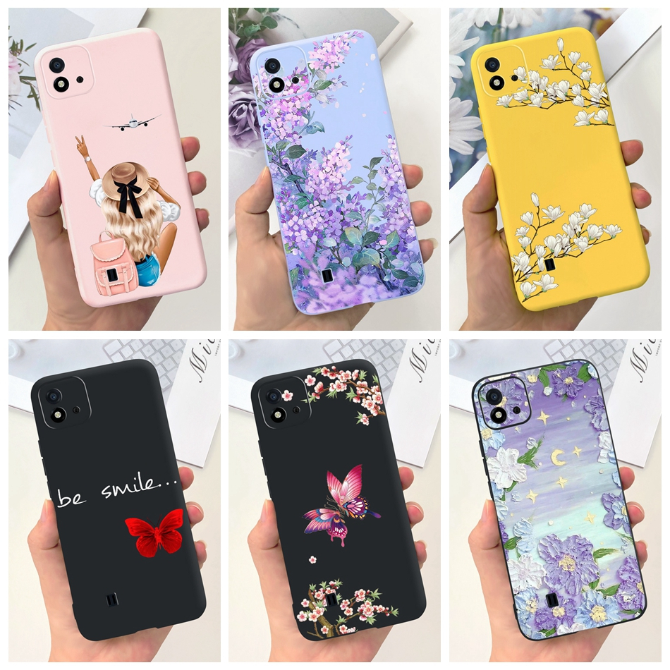 For Realme C11 (2021) RMX3231 Beautiful Flower Butterfly Printing Jelly ...