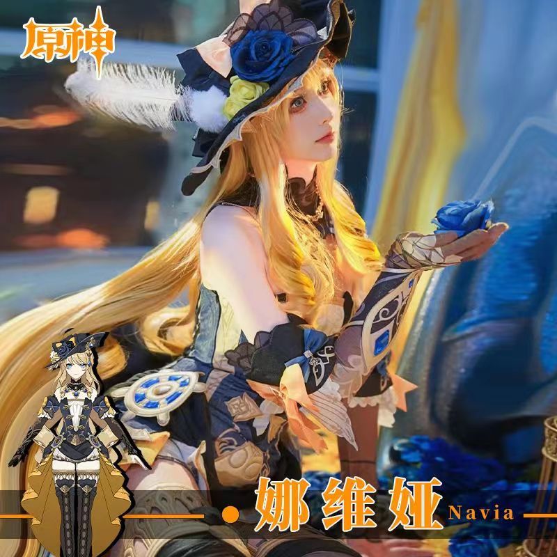 Genshin Impact Navia Cosplay Costume Fontaine Game Anime Dress Women's ...