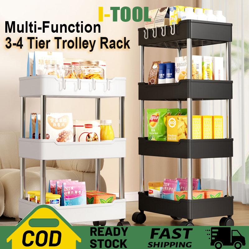 3 Tier 4Tier Multifunction Storage Trolley Rack Office Shelves Home ...