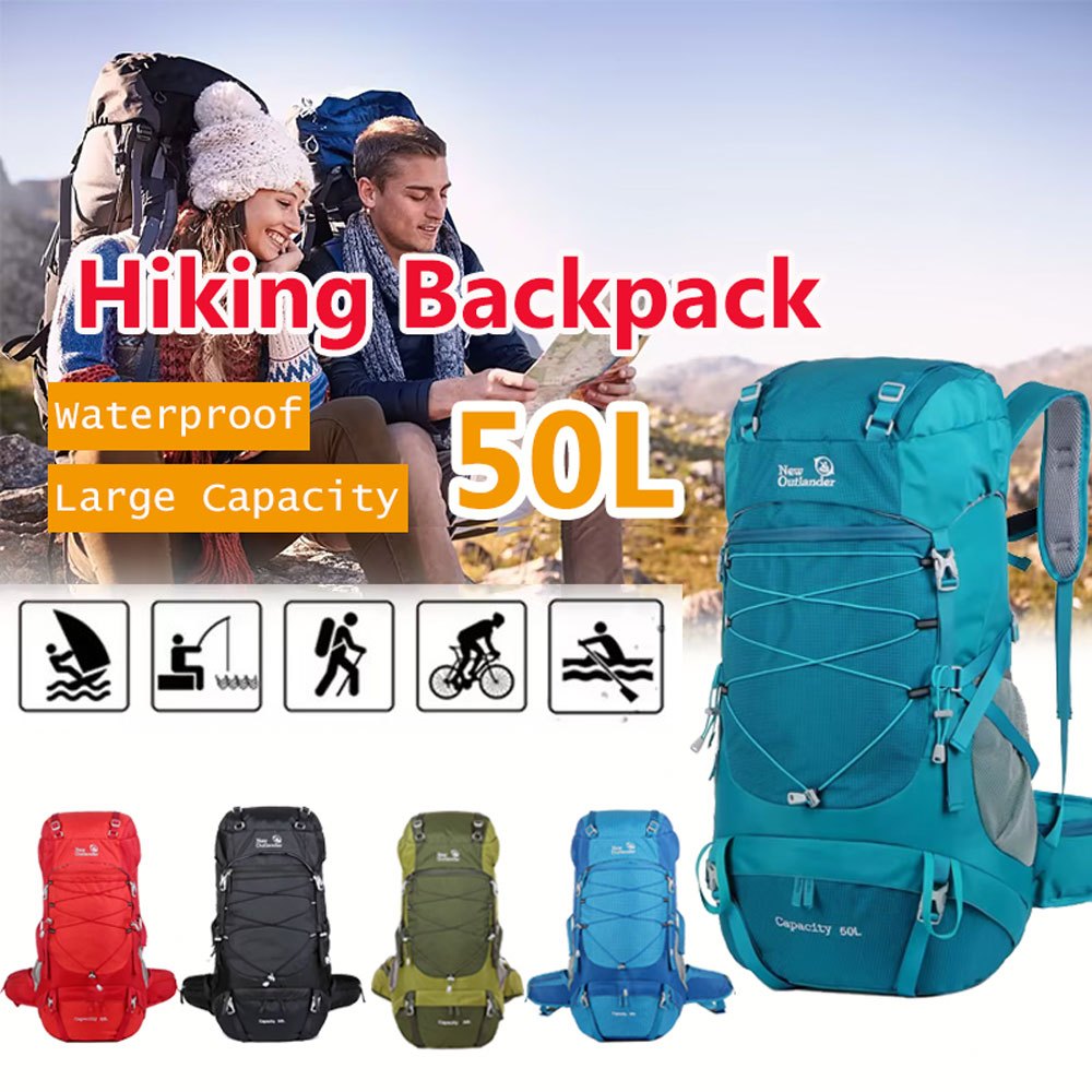 Ready Stock New Outlander 50L Camping Backpack Large Capacity Waterproof Hiking Backpack Outdoor ...