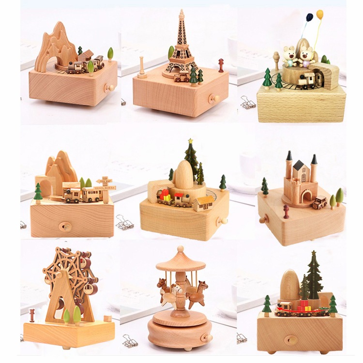 Wooden Classical Wind up Musical Boxes Play Melody for Birthday ...