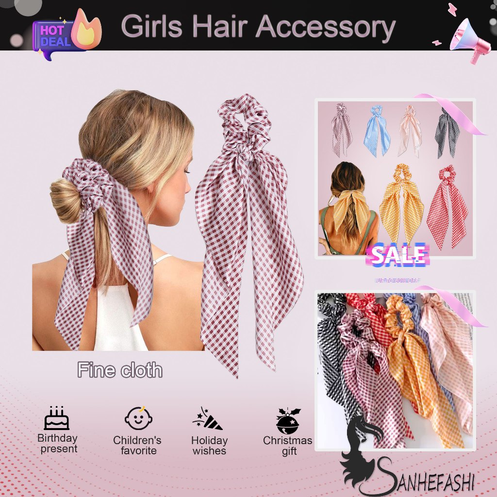 Chiffon Scrunchies With Tail Ladies Ponytail Holder Hair fashion ...