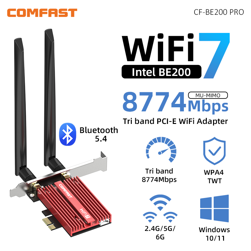 Comfast WiFi 7 Pcie Express Wifi Adapter Buletooth5.4 WPA4 Wireless ...