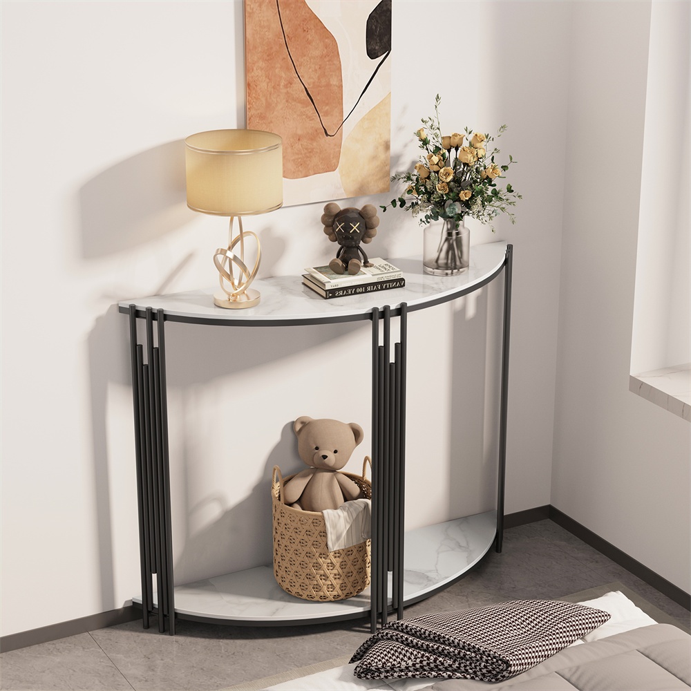 Half Moon Hall Table Modern Chic Semi-Circle Console Hallway Table with ...
