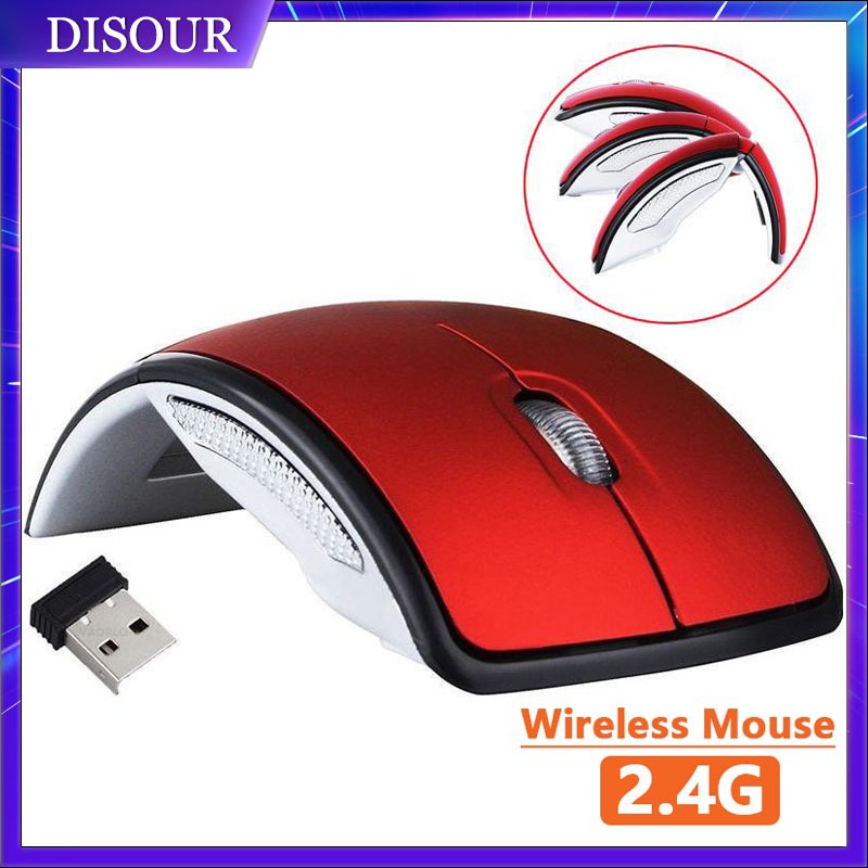 DISOUR Wireless Mouse 2.4G Foldable Computer Mouse Mini Travel Notebook ...