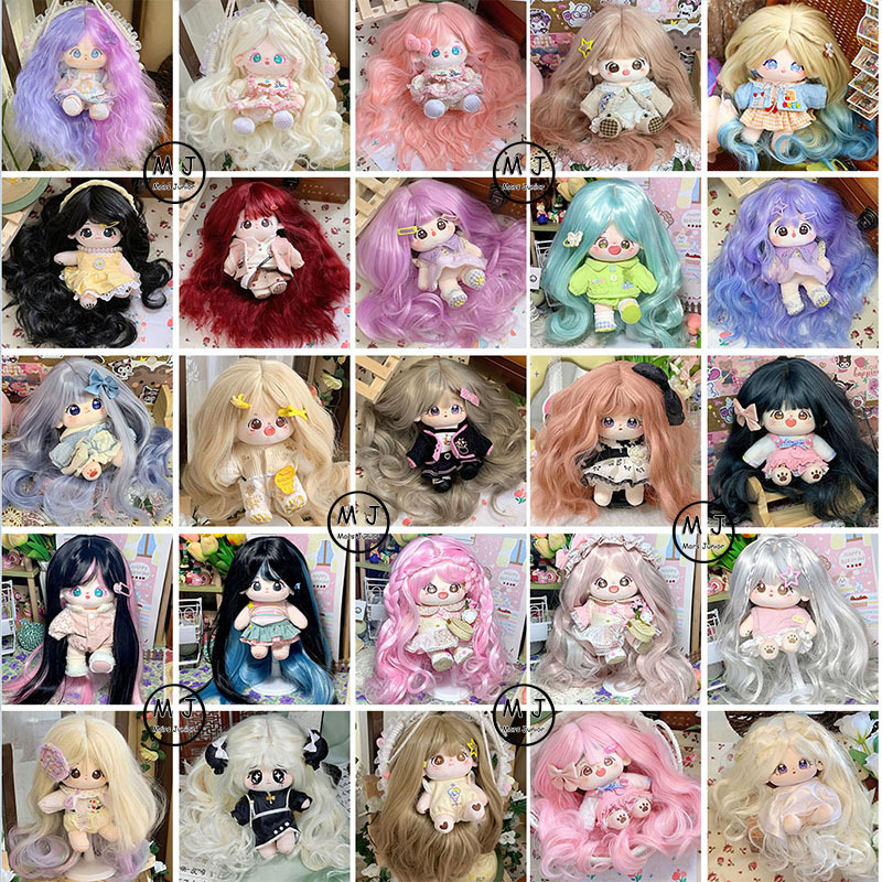 20cm Doll Wigs Long Wave Hair Cosplay Purple Blue Toupees K-Pop Idol ...