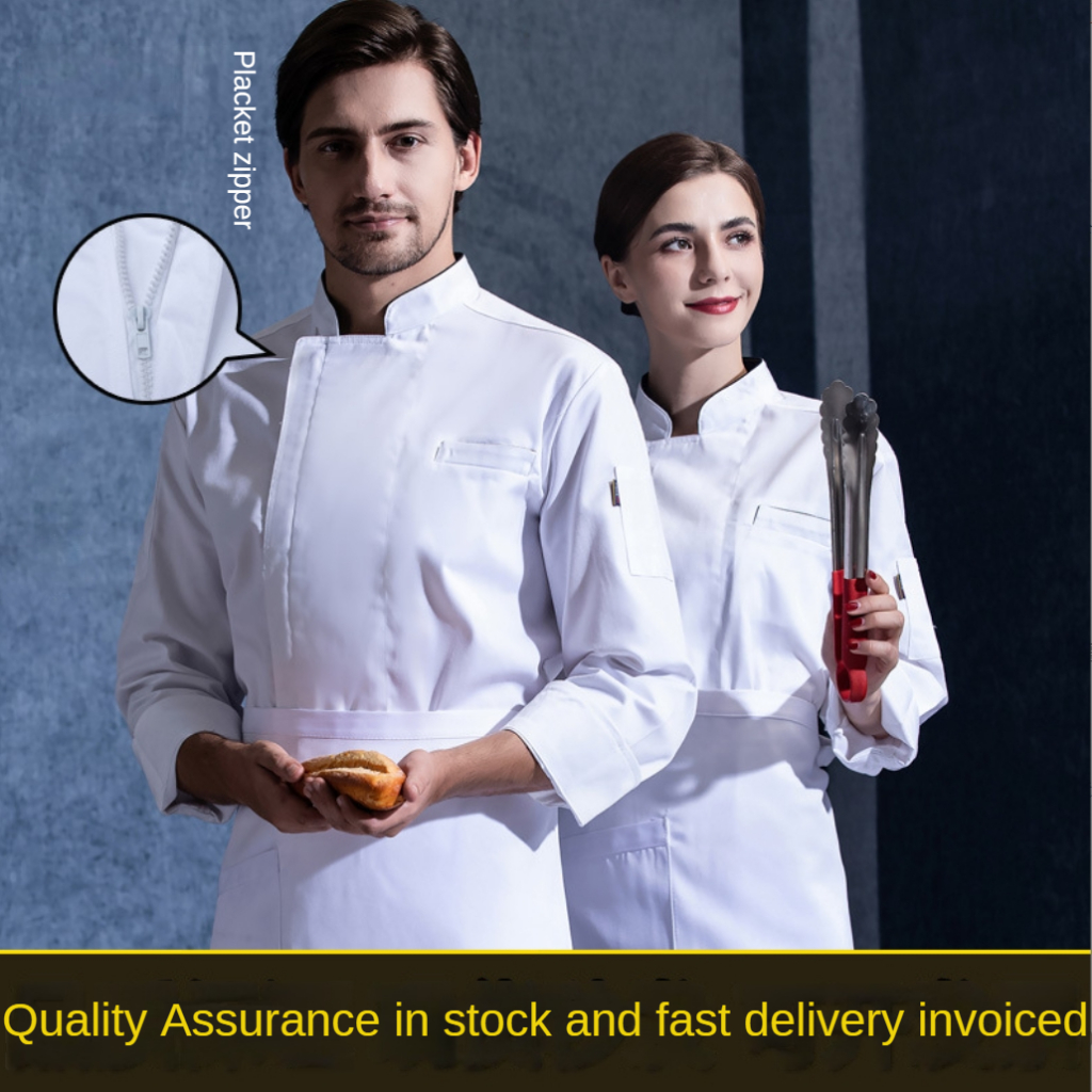 Ready Stock Hotel Chef Work Clothes Long sleeved unisex white ...