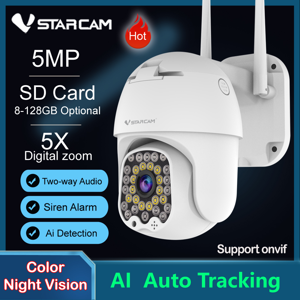 Vstarcam 5MP Auto Tracking IP Camera Wifi PTZ Digital Zoom Security Cameras IR Waterproof Speed ...