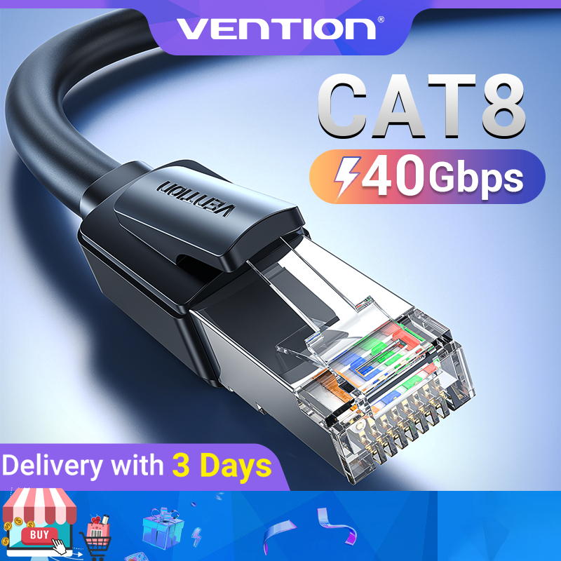 Vention Cat8 SFTP Gaming Ethernet Patch Cable 40Gbps 2000MHz Super Speed RJ45 Cat8 Network Cable ...