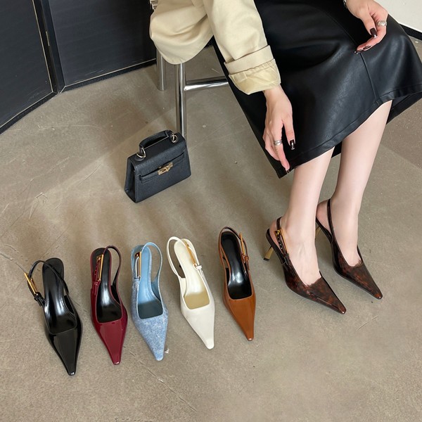 Fashion Style Colorful Leather 3.15 Inches Pointed Head High Heels ...