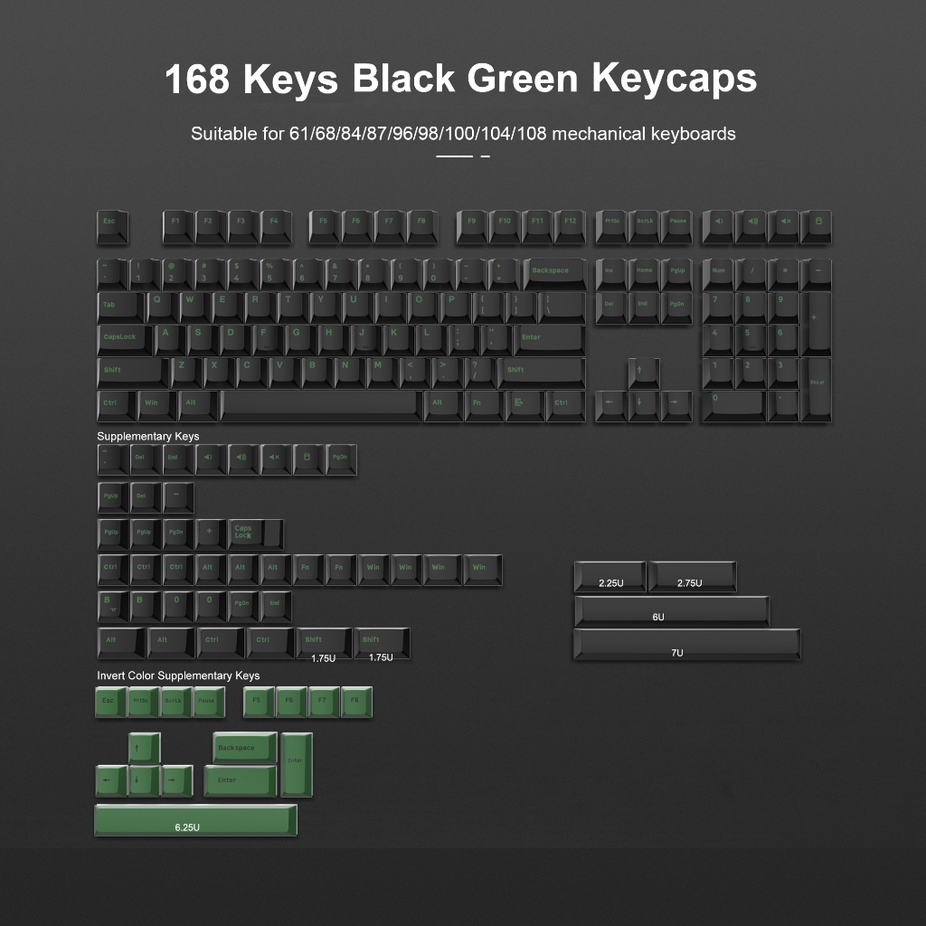 WOMIER 168 Keys WOB Full Set Keycaps Double Shot PBT Key Cap Mechanical ...