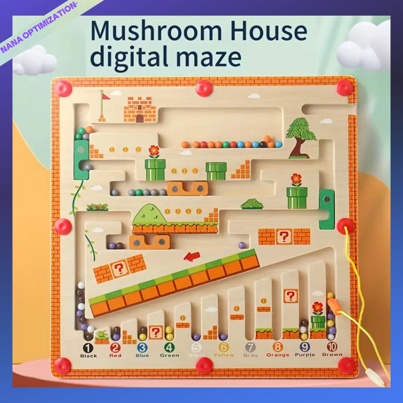 Early Educational Puzzle Wooden Magnetic Mushroom House，Digital ...