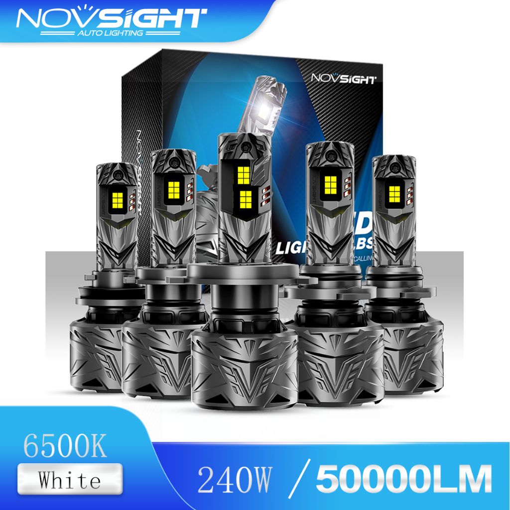 Novsight N70 LED Car Headlight H4 H7 H11 9005 9006 240W 50000LM 6500K Plug and Play 2Pcs with ...