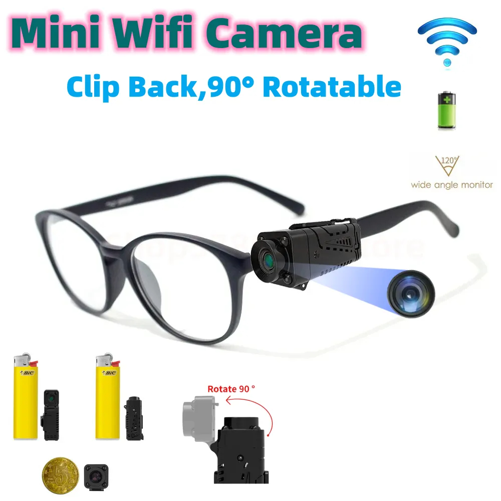 1080P HD Smallest Mini Camera WiFi With 90° Rotatable IP Webcam Remote ...