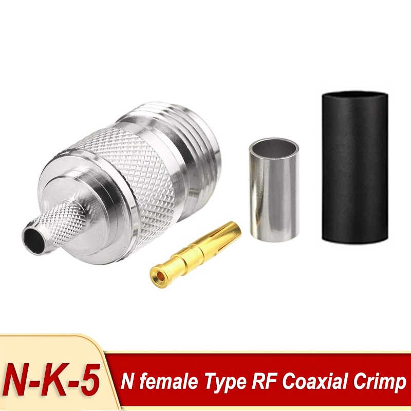 N Female Crimp Connector N Type Jack Coax Straight RF Coaxial Connectors Adapter for 5D-FB 50-5 ...