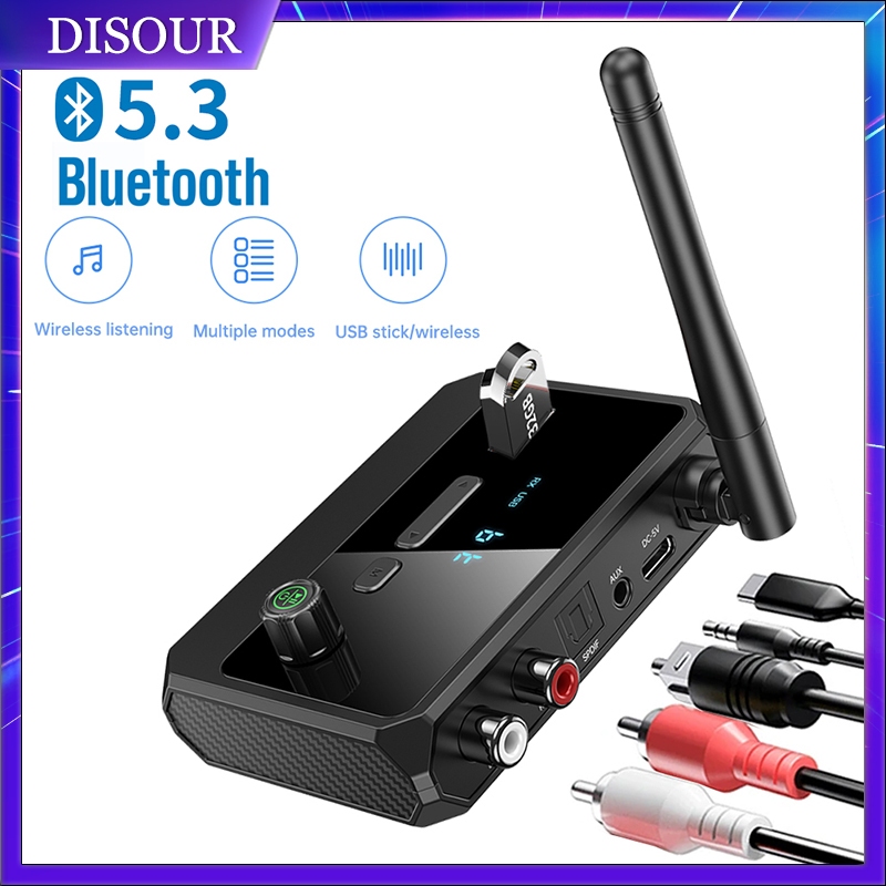Audio Bluetooth 5.3 Receiver Adapter 3.5mm RCA AUX USB Play Audio ...