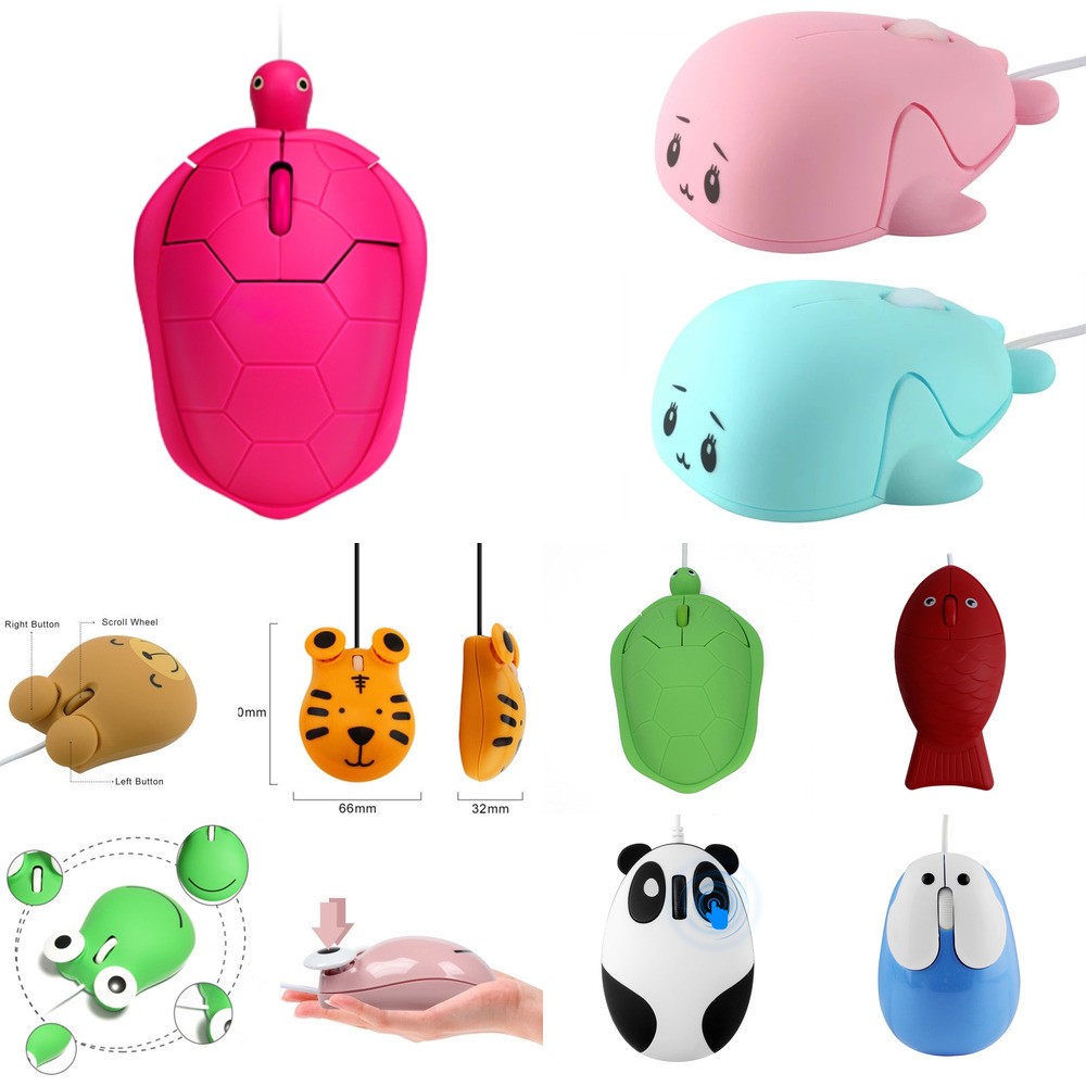 [ELE] Cute Cartoon mouse Animal Wired Laptop Mice Mini Elephant Dolphin ...
