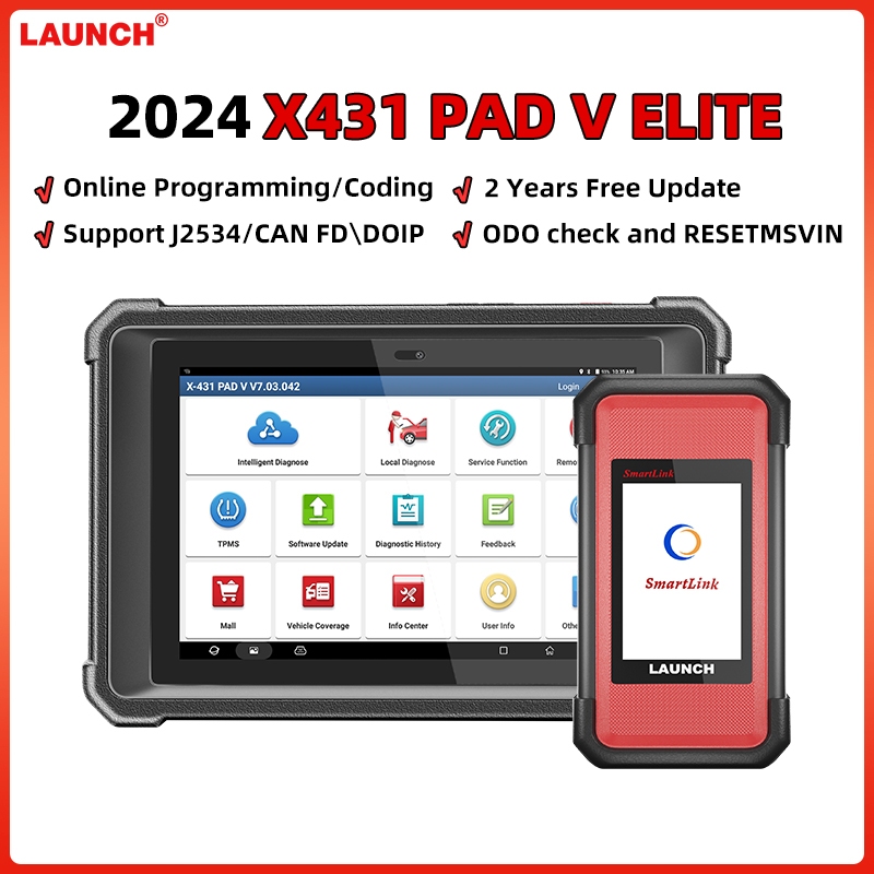 LAUNCH X431 PAD V ELITE OBD Online Programming Auto Full System Car Diagnostic Tool CAN FD\DOIP ...