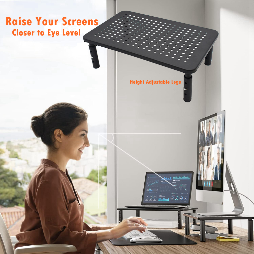 Laptop Lifting Rack Monitor Raiser Stand 3 Height Adjustable Screen ...