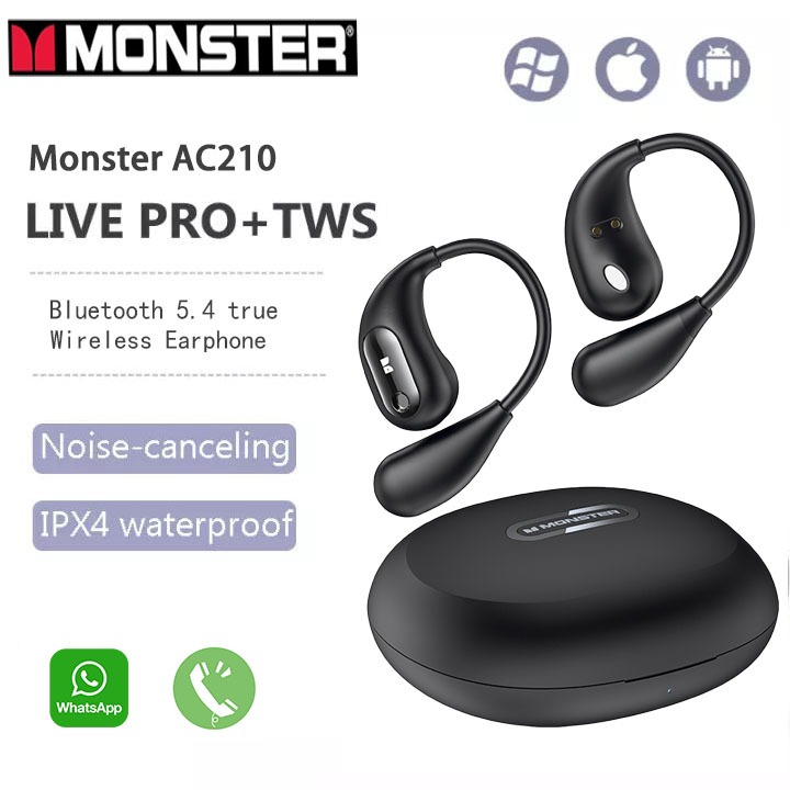 Monster Open Ear AC210 TWS Wireless Earphone Bluetooth 5.4 TWS Sports ...
