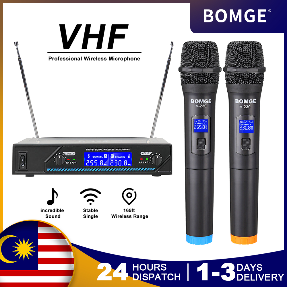 BOMGE Karaoke Microphone System with 2 Wireless Handheld Condenser Mic ...