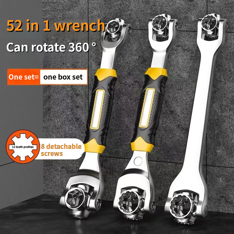 Universal Wrench 52-in-One Socket Combination Multi-Function Socket Wrench Universal Rotating ...