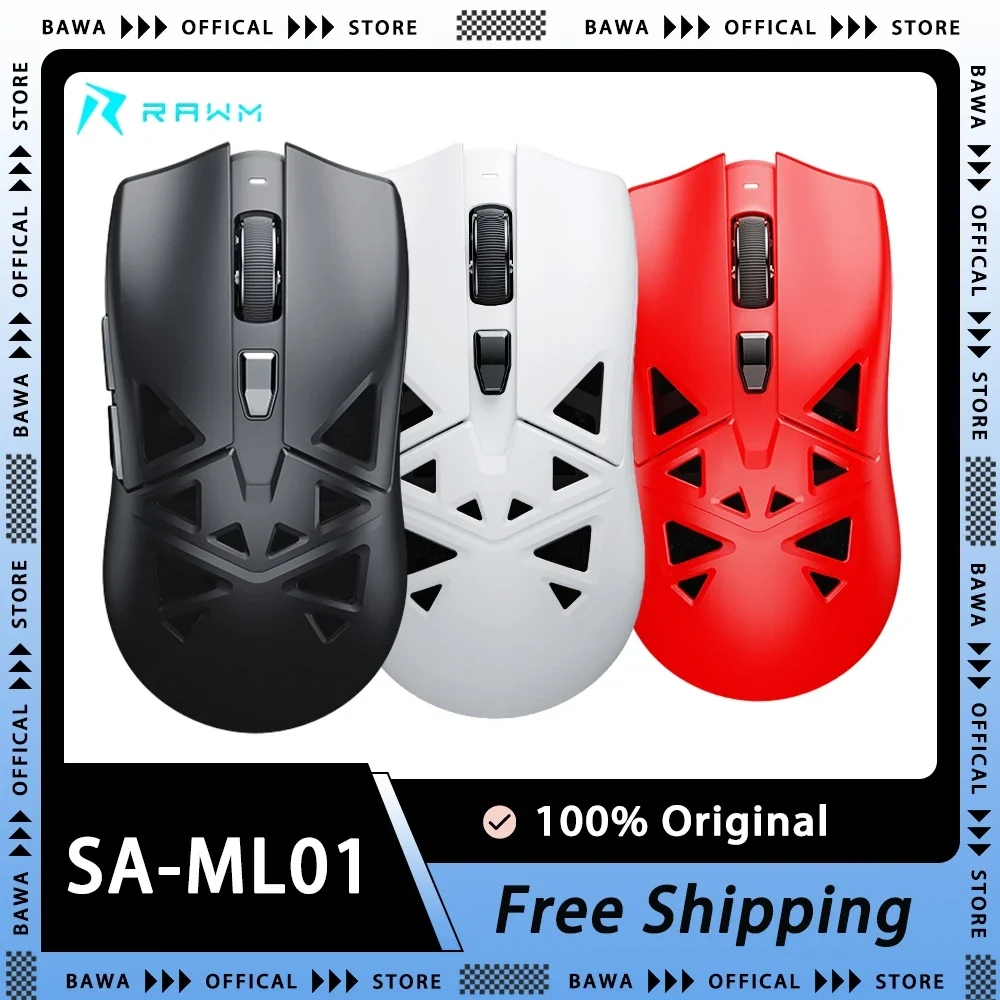 Rawm Sa-Ml01 Mouse Tri Mode Wireless Bluetooth Paw3395 Lightweight Ergonomics Mouse E-Sports ...
