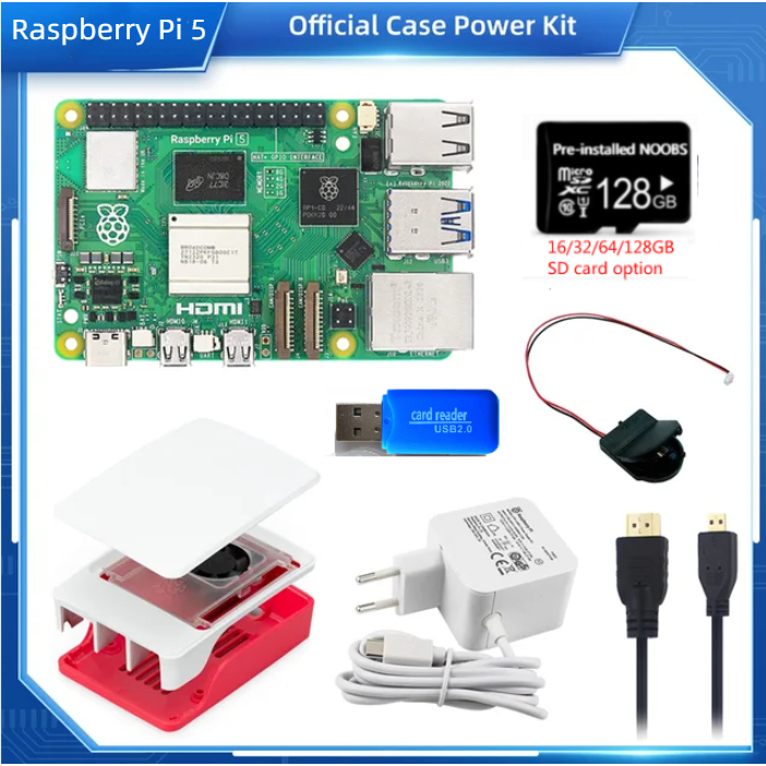 Original Raspberry Pi 5 4G/8G RAM Kit with Case SD Card Power Adapter ...