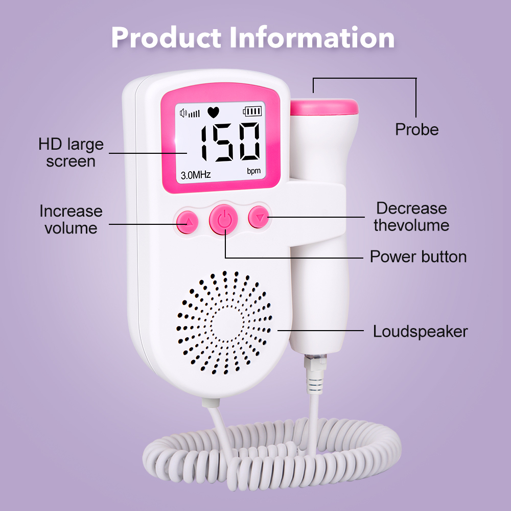 (Upgraded 3.0MHz) Fetal Heart Doppler Baby Heart Kereta Baby Detector ...