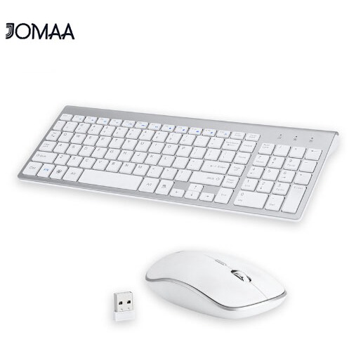 jomaa 2.4G Wireless Silent Keyboard and Mouse Mini Multimedia Full-size ...