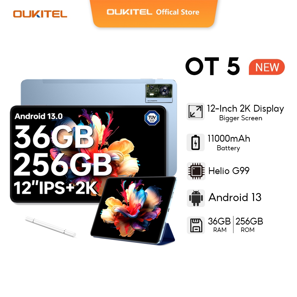 Oukitel OT5 Tablet 12" FHD+ 36GB+256GB 11000mAh Android 13 Tablets 16MP ...