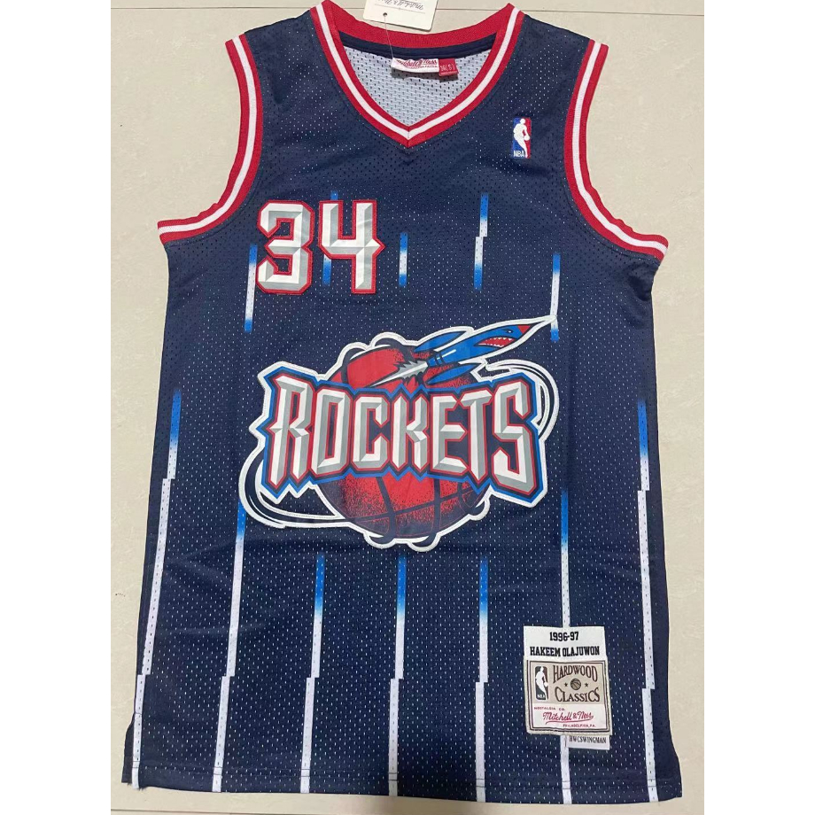 New Houston Rockets #34 Hakeem Abdul Olayl Olajuwon Navy Blue ...