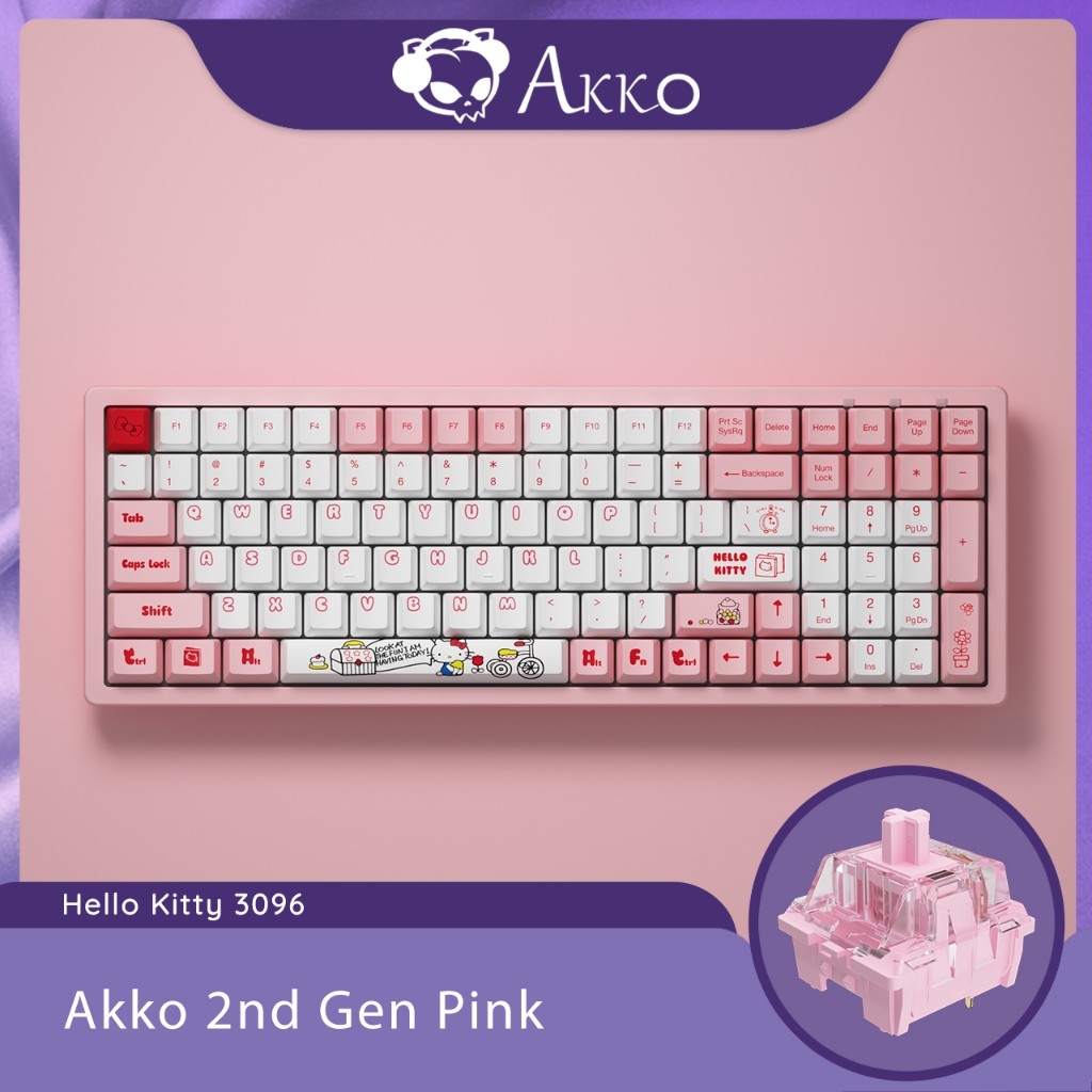 Akko Hello Kitty 3096 Mechanical Keyboard Wired with PBT Dye-sub ...