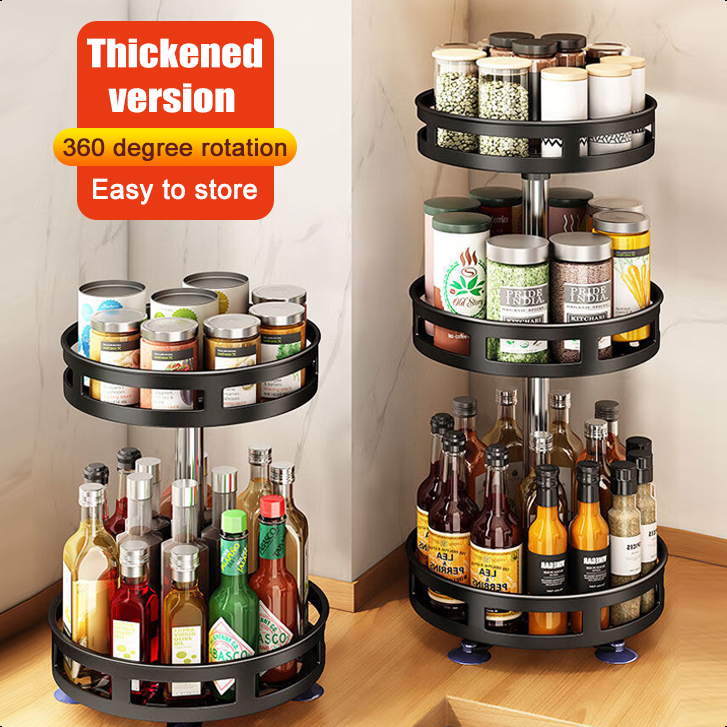 Rotating Spice Rack 360 Rak Dapur Rotating Rack Seasoning Rack Rak ...