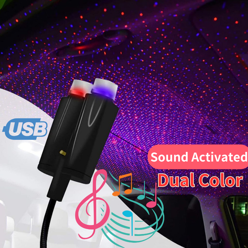 Sound Activated USB Car Atmosphere Light LED Star Projector Neon ...