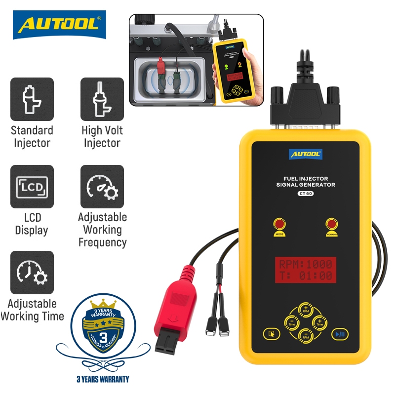 AUTOOL CT60 Automotive Injector Tester 12V Vehicle Signal Generator ...