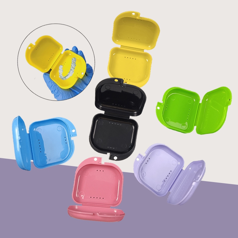 Denture Storage Box Dental Retainer Case Mouth Guard Container Plastic ...