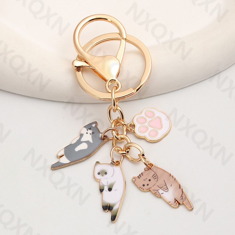 Cute Three Cat Paw Enamel Keychain Lovely Animals Pet Key Ring Souvenir ...