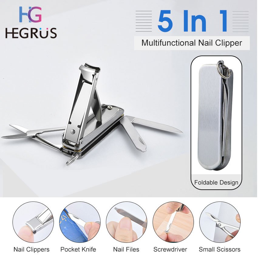 HEGRUS Nail Clippers Keychain Nail Clipper Stainless Steel Nail Clipper ...